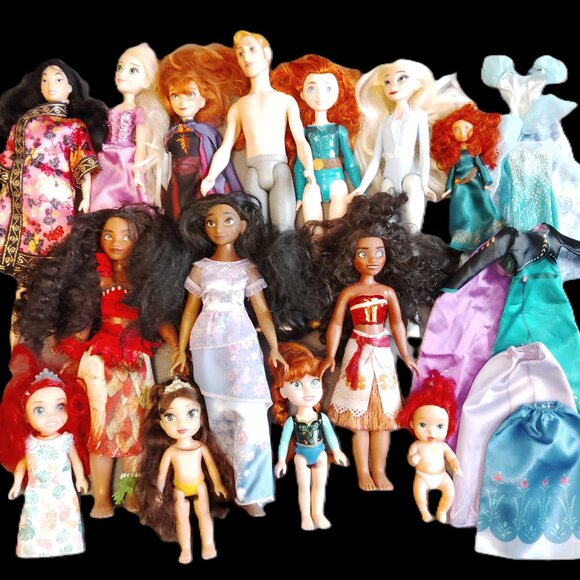 Disney | Toys | Lot Of 4 Disney Dolls Barbie Moana Rapunzel Belle Ariel ...